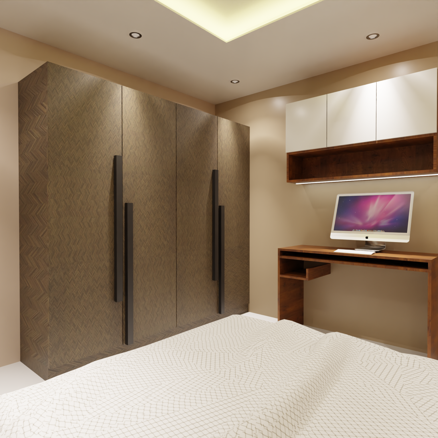 Customized Long Handle with Wooden Laminate Wardrobe - Home One ...