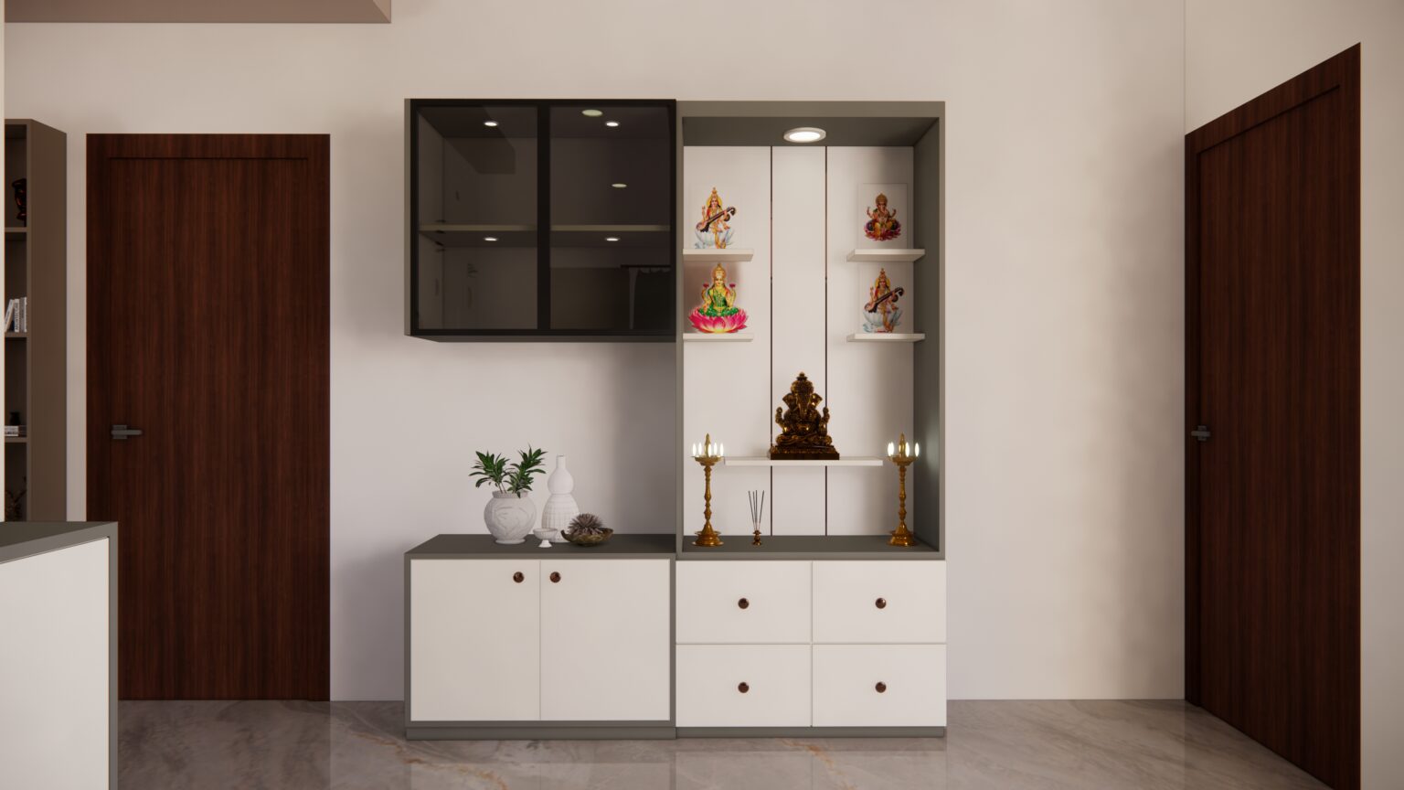 Pooja - Internal and crockery unit - Home One Interior & Furniture